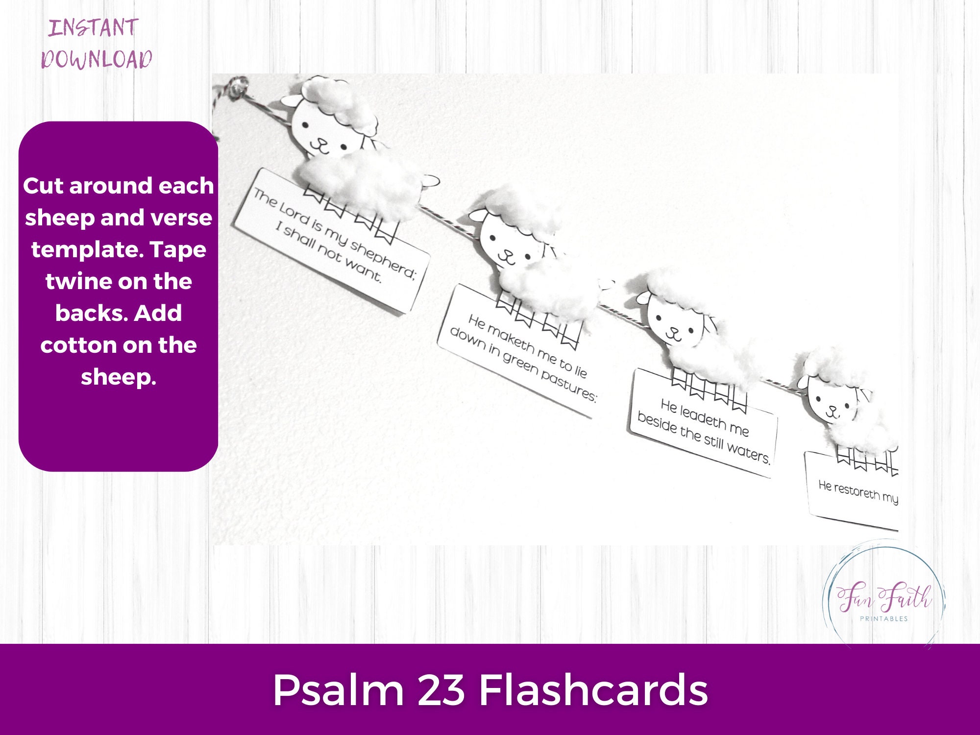 Psalm 23 Bible Flashcards and Craft, the Lord is My Shepherd Printable ...