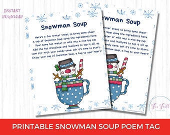 Snowman Soup Poem - Etsy