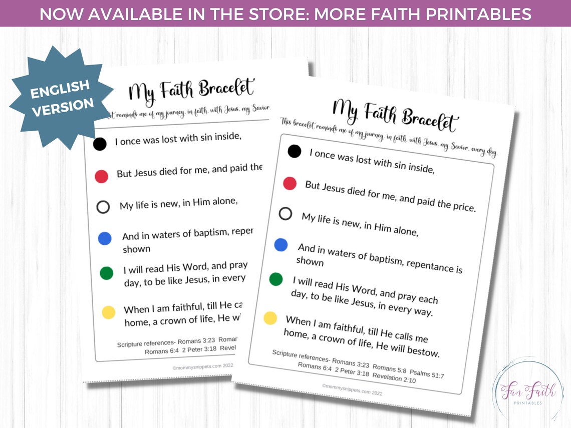 Pulsera De Mi Fe Salvation Bracelet Poem Card Spanish Version ...