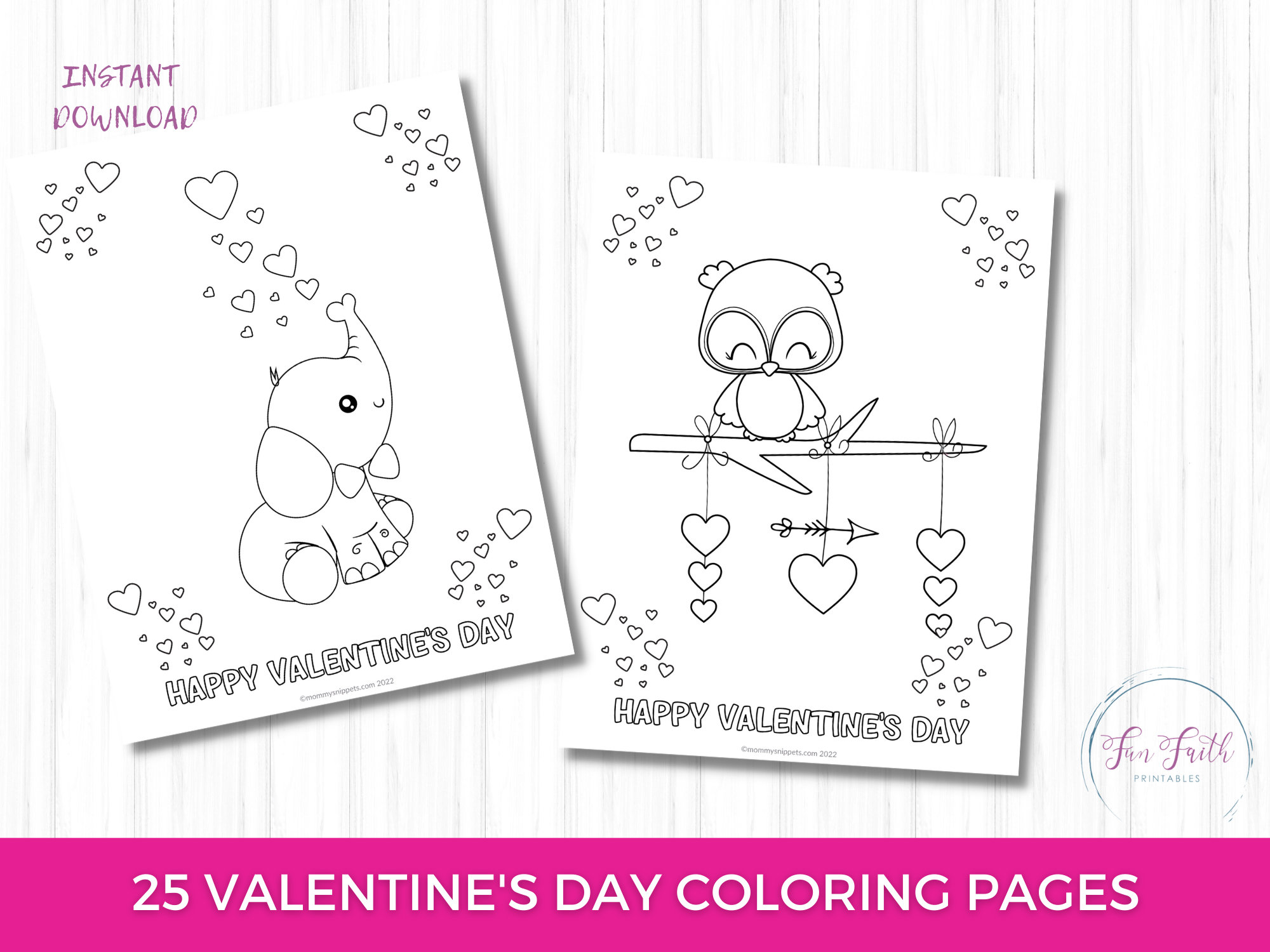 25 Happy Valentine's Day Coloring Pages for Kids, Minimalist Digital ...