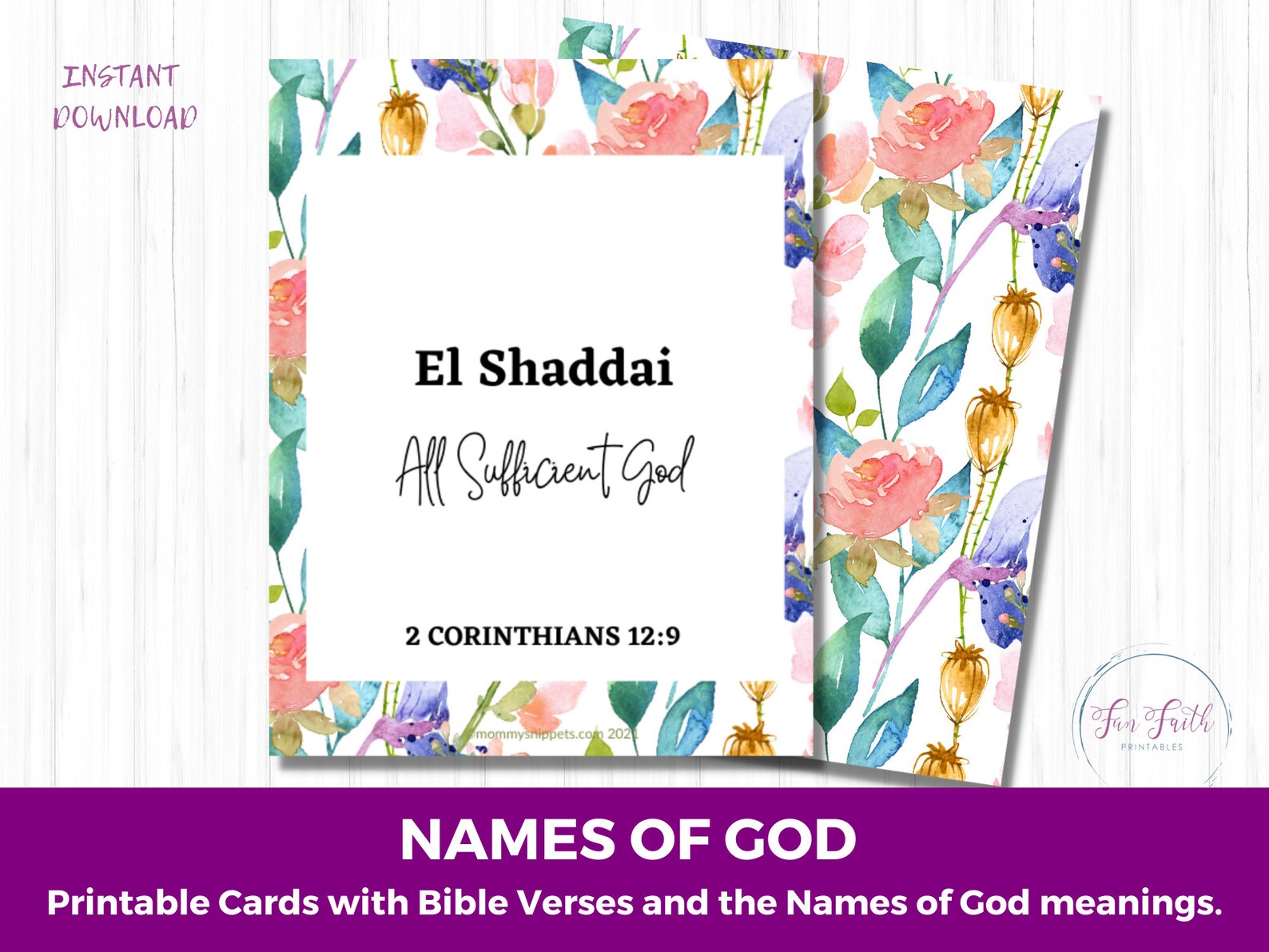 Names of God Scripture Cards With Bible Verses (digital Prints) - Etsy