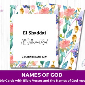 Names of God Scripture Cards With Bible Verses (digital Prints) - Etsy