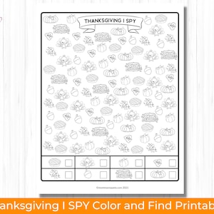 I Spy Thanksgiving Printable, Thanksgiving Games, Printable ...