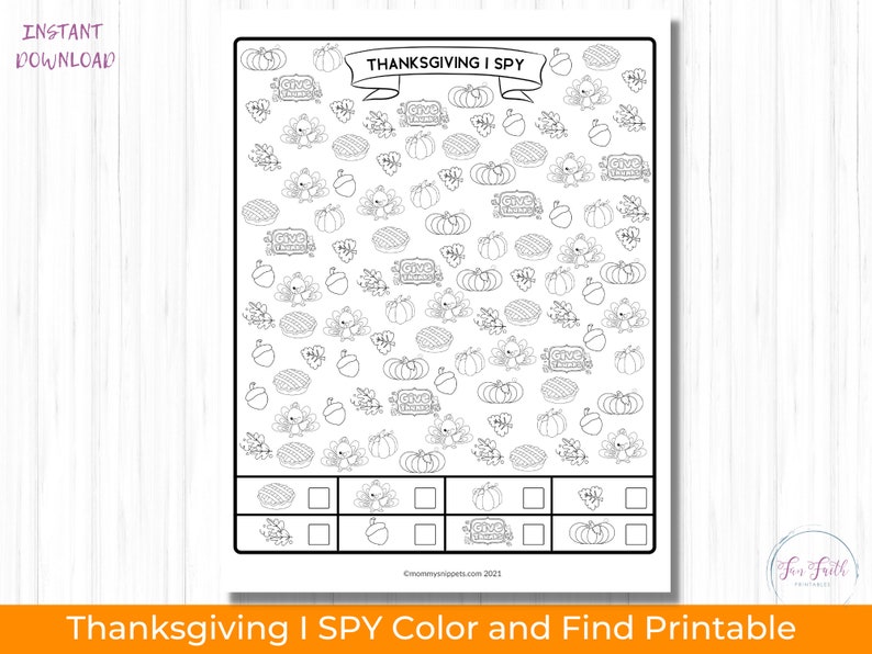 I Spy Thanksgiving Printable, Thanksgiving Games, Printable ...