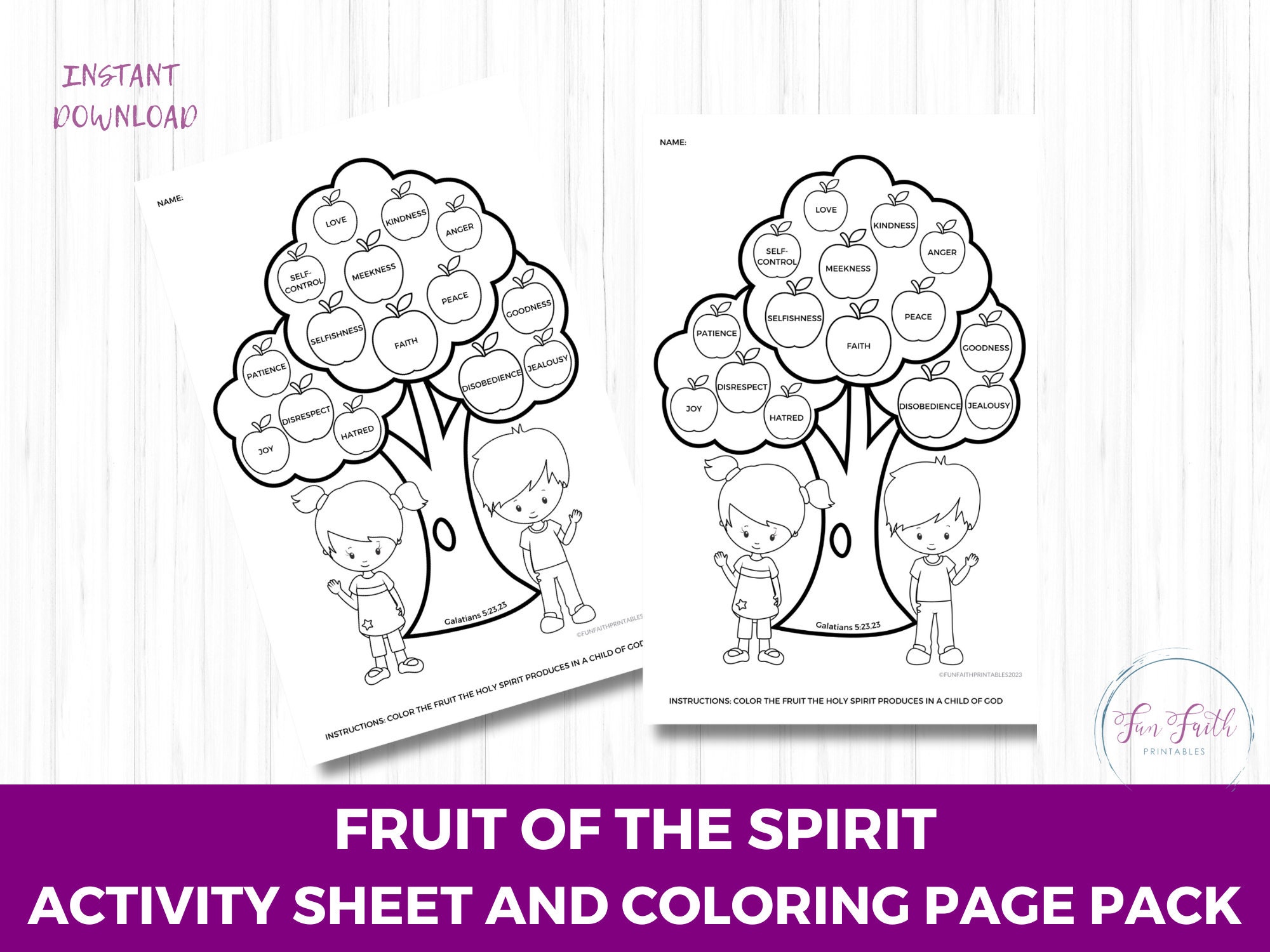 Fruit of the Spirit Coloring Page and Activity Sheet, Fruit of the ...