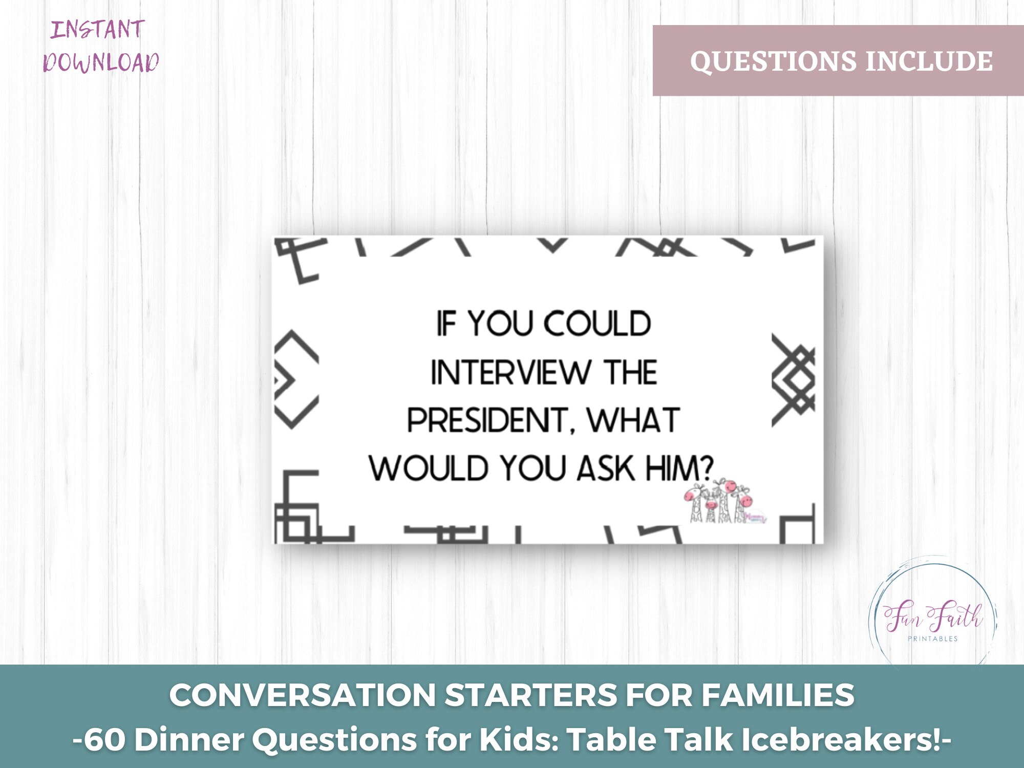 Family Conversation Starter Cards, Dinner Questions, Conversation Cards ...