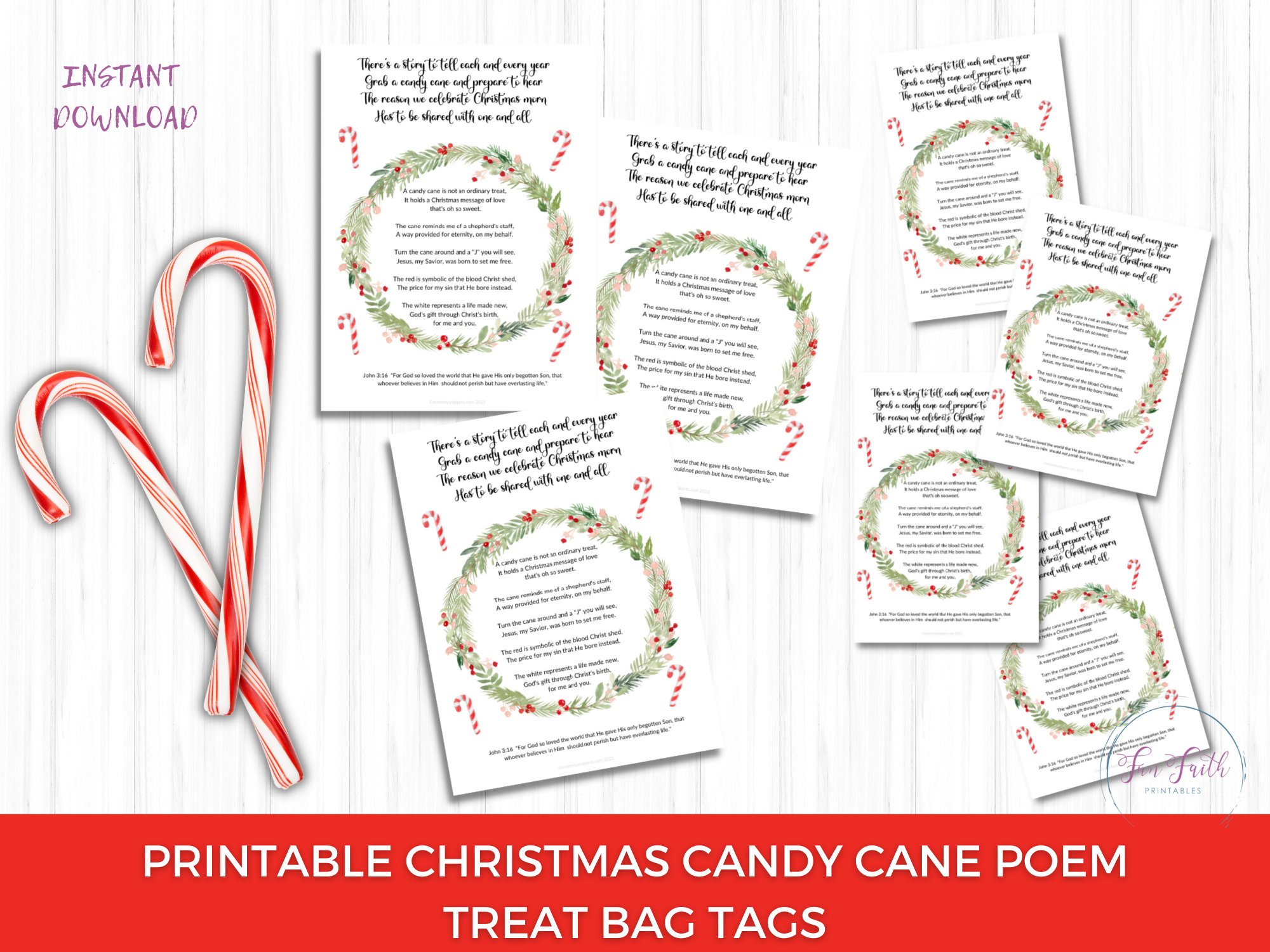 Candy Cane Poem Treat Bag Tags , Candy Cane Prayer, Christmas Tag ...