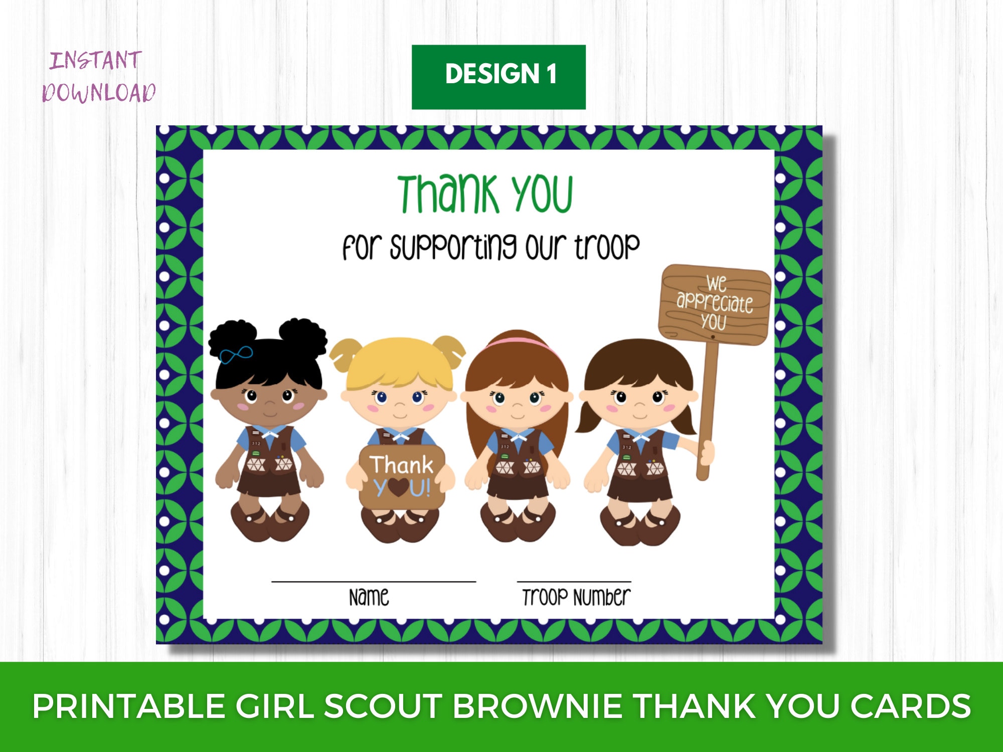 Girl Scouts Thank You Cards, Cookie Thank You, Girl Scout Thank You ...