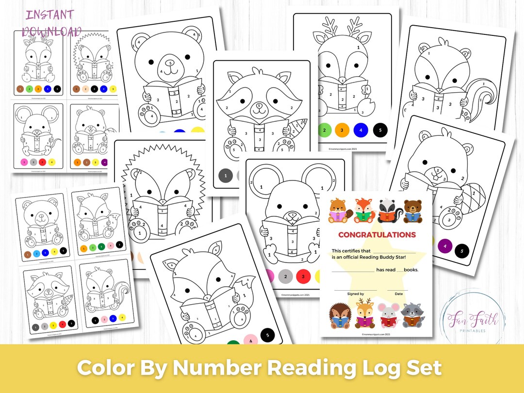 Color by Number Reading Log Printable, Reading Log for Kids, Summer ...