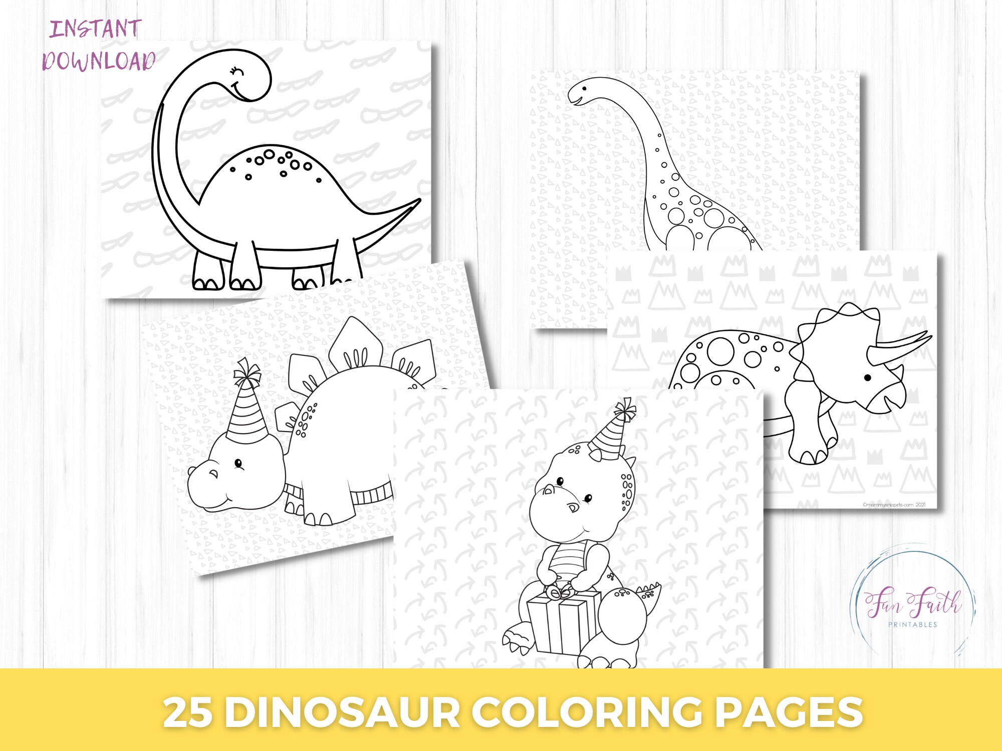 25 Dinosaur Coloring Pages for Kids – Printable Party Favors (PDF) - Etsy