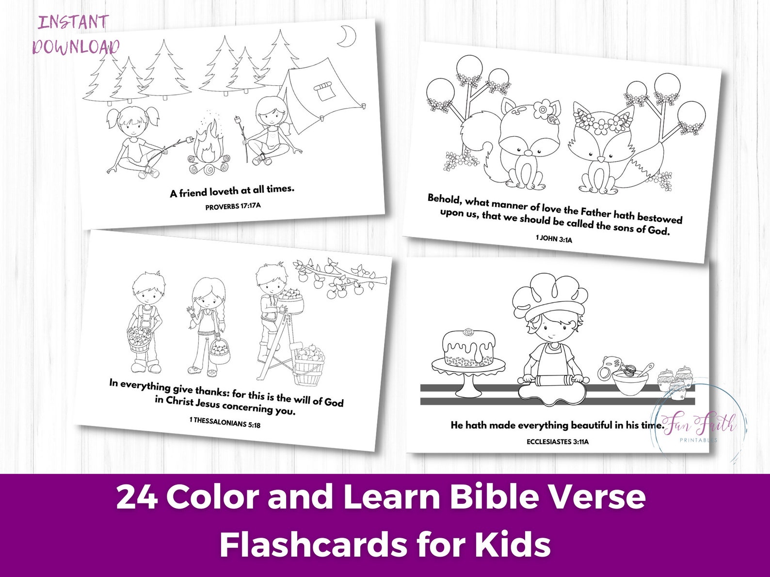 24 Large Printable Scripture Cards, Bible Verse Cards, Printable Bible ...