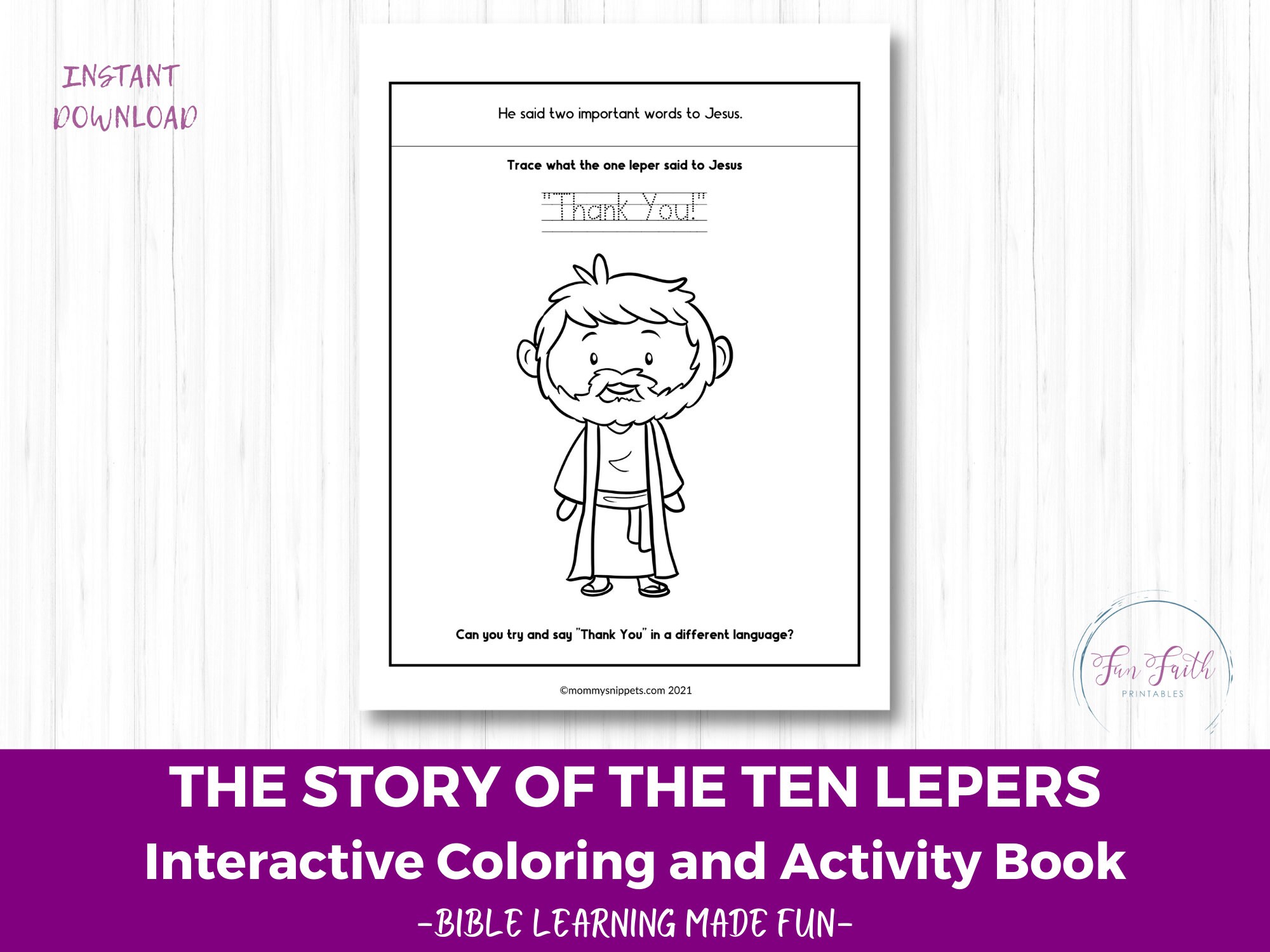 Story of the Ten Lepers Coloring Activity Book- Kids Bible Study, Bible ...