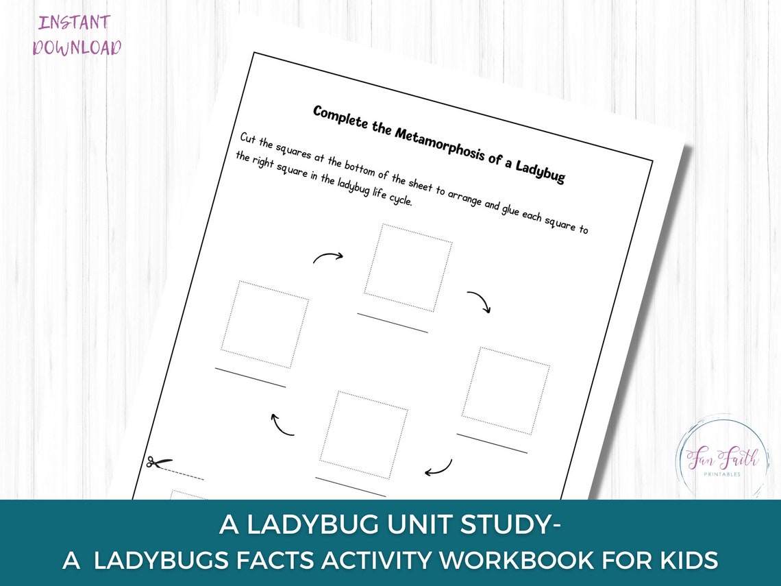 Printable Ladybug Unit Study, Ladybug Facts Workbook, Life Cycle of a ...