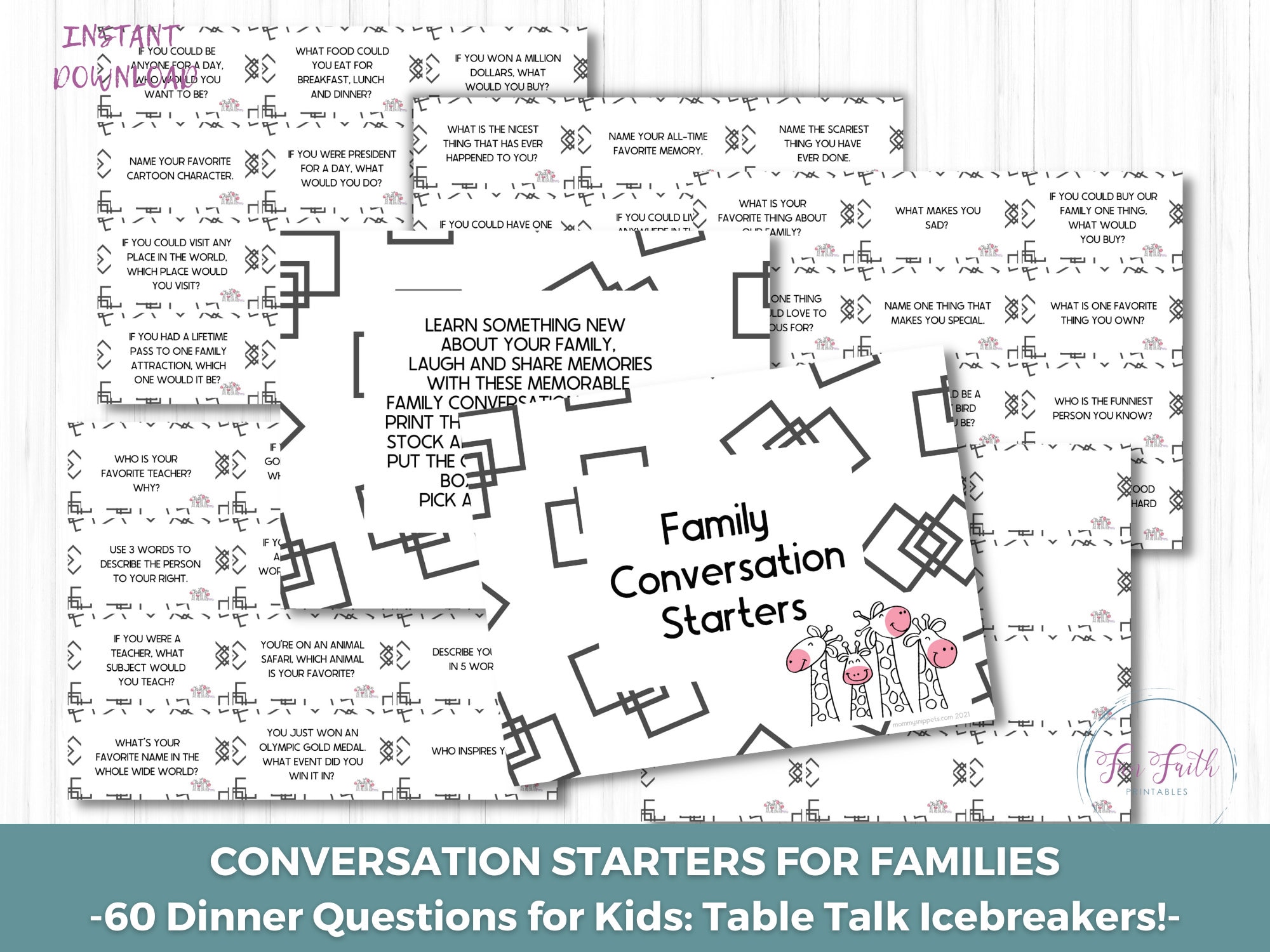 Family Conversation Starter Cards, Dinner Questions, Conversation Cards ...