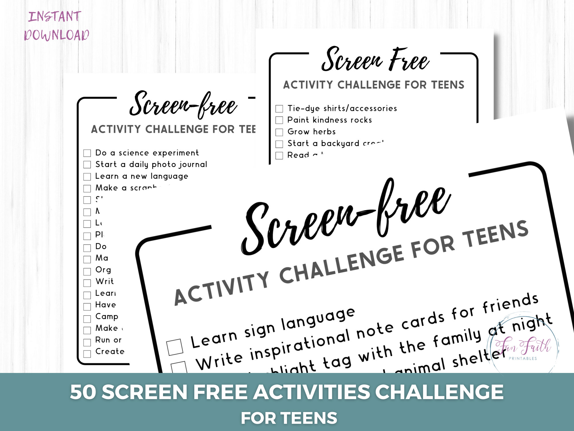 Screen-free Activity Challenge for Teens Activity Challenge Activities ...