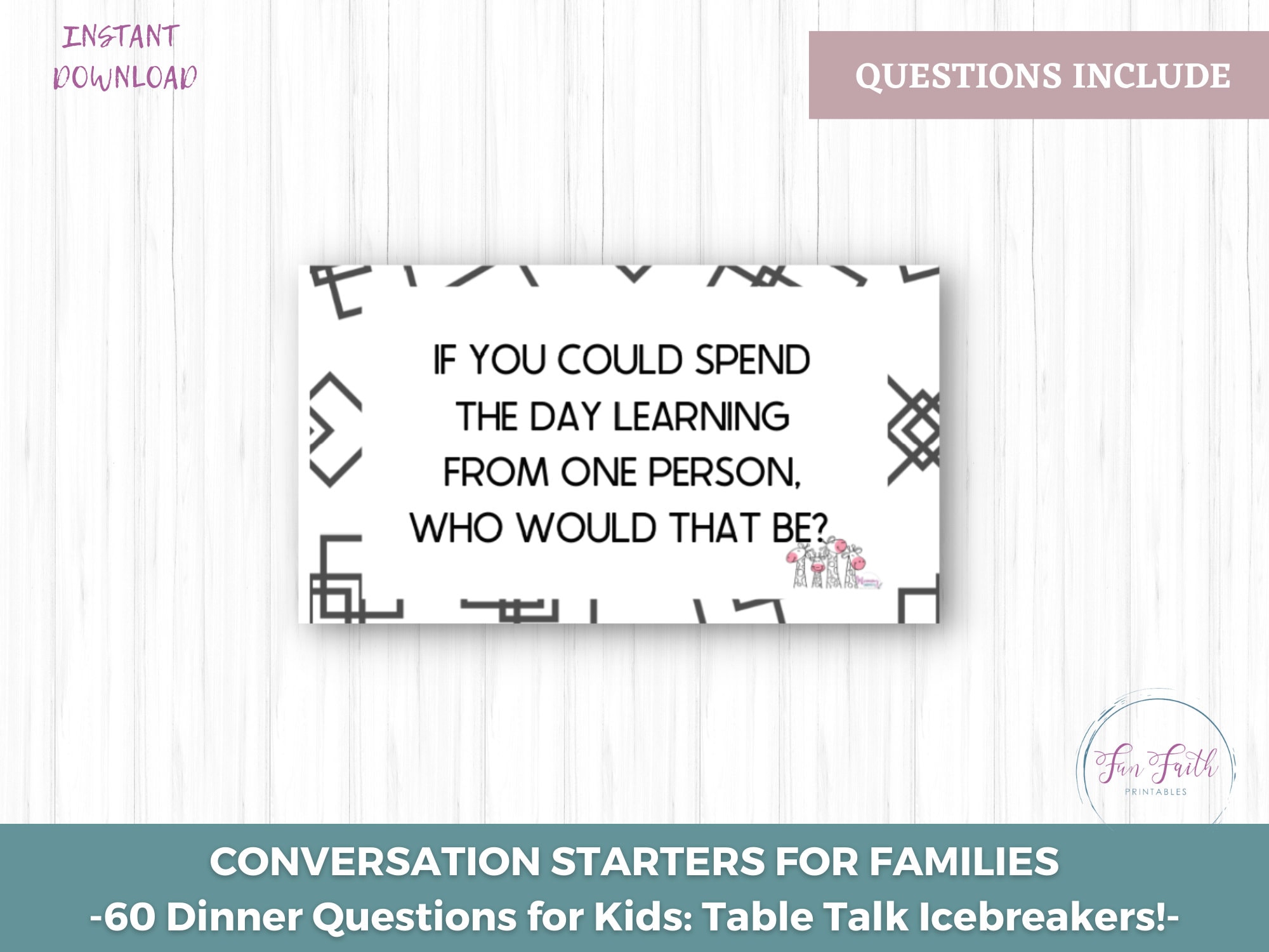 Family Conversation Starter Cards, Dinner Questions, Conversation Cards ...