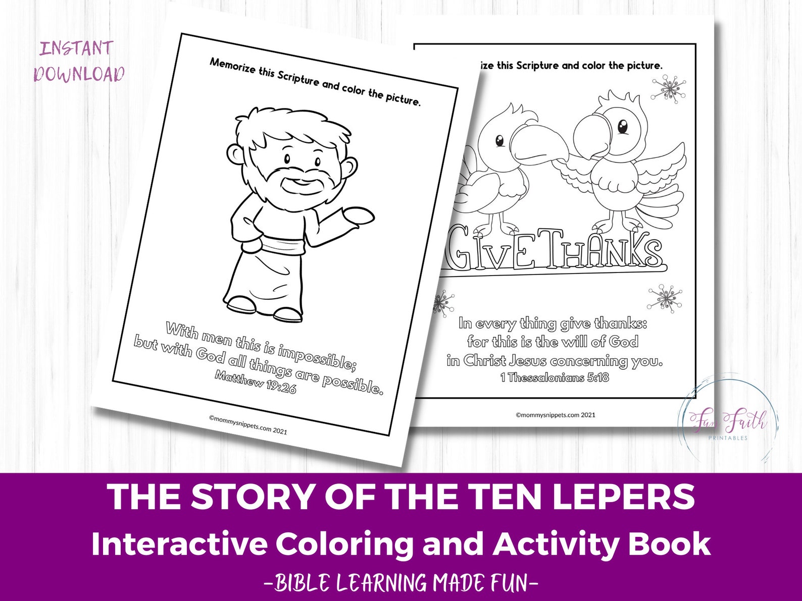 Thankful Leper Coloring Activity Book – Kids Bible Study (digital ...