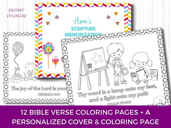 Personalized Coloring Page & Book Cover Bible Verse Coloring - Etsy