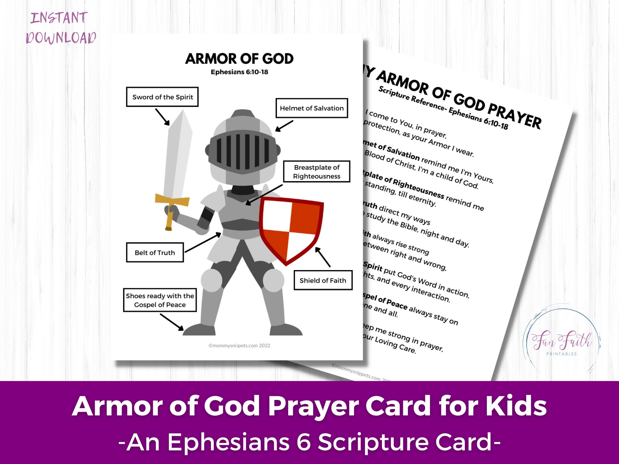 Armor of God Prayer Card for Kids Armour of God Scripture - Etsy
