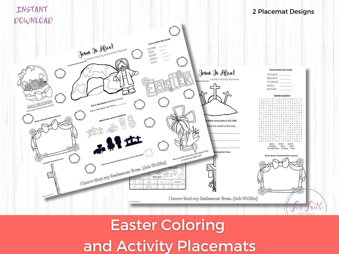 Christian Easter Placemat, Printable Easter Story Coloring Activity ...