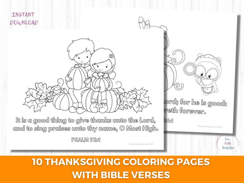 Thanksgiving Coloring Pages for Kids – Bible Verse Activity (digital ...