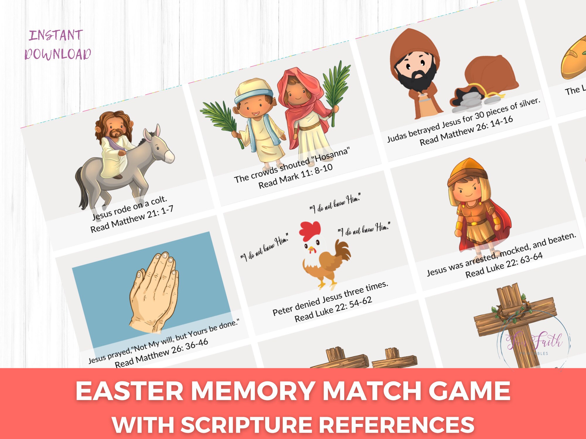Easter Story Memory Game, Printable Family Easter Game, Easter Basket ...