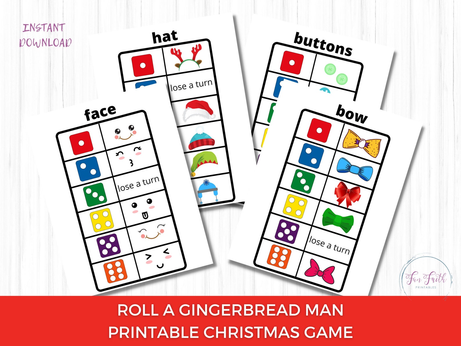 Roll A Gingerbread Man Fun Printable Christmas Games for Families ...