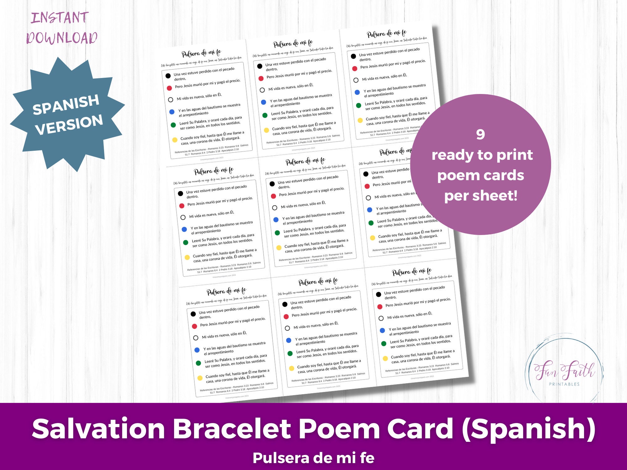 Pulsera De Mi Fe Salvation Bracelet Poem Card Spanish Version ...