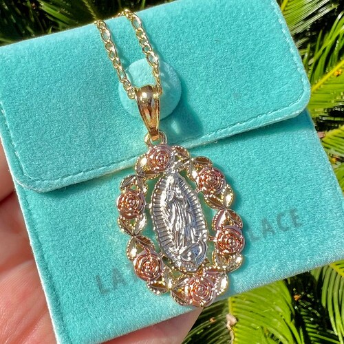Gold Virgen Maria Necklace Virgencita Gold Necklace Tricolor - Etsy