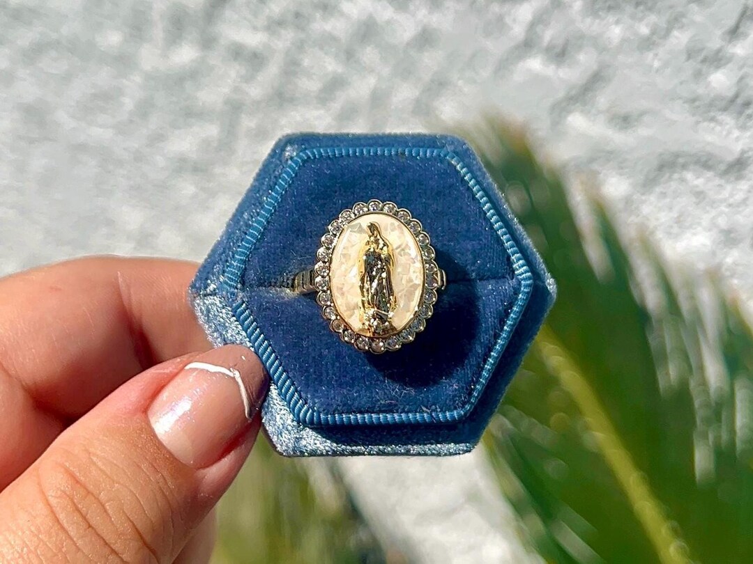 Gold Virgin Mary Ring, Virgencita Ring, Virgen De Guadalupe Ring ...