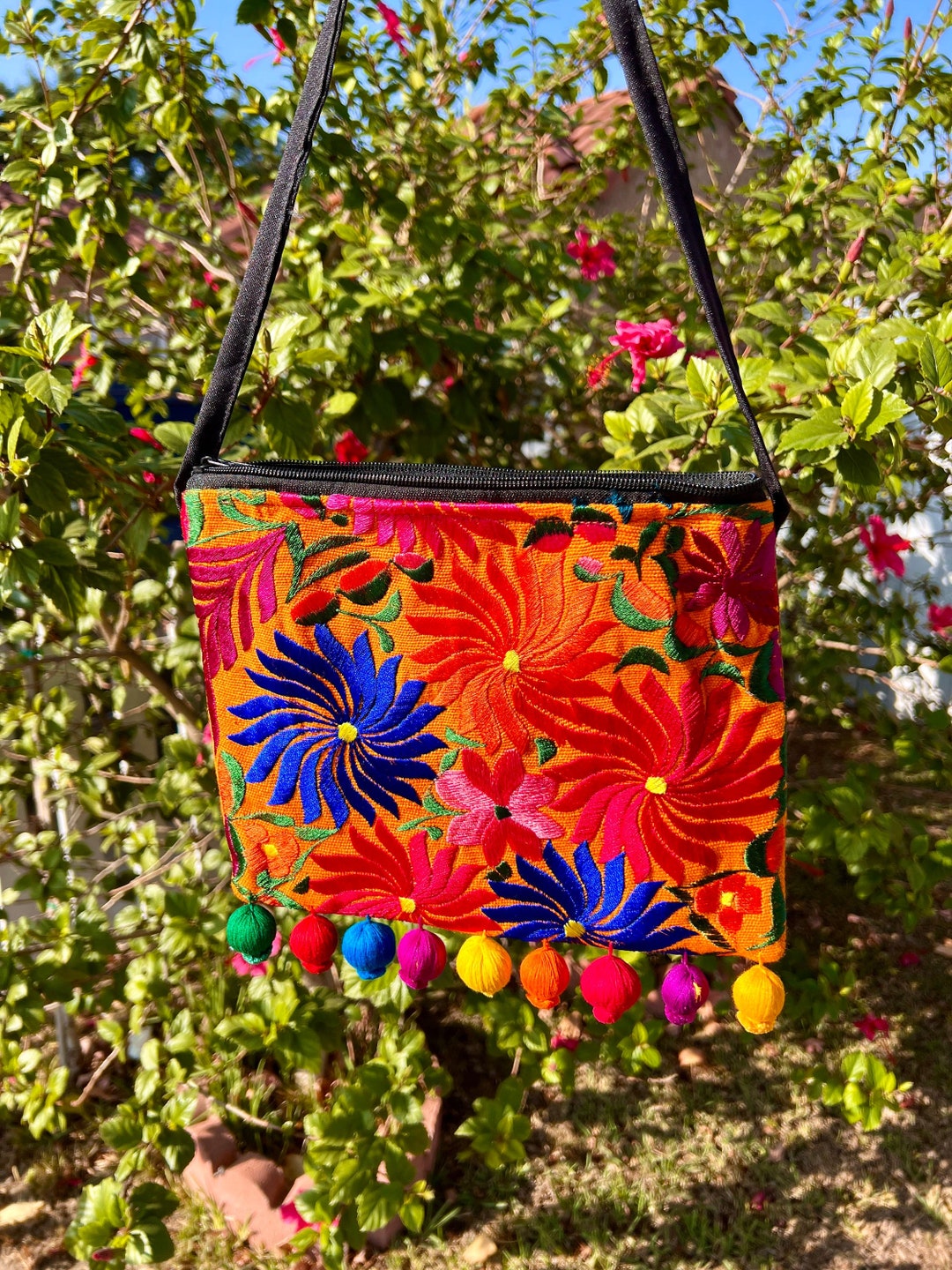 Mexican Embroidered Purse, Mexican Floral Purse, Floral Purse, Bolsa ...