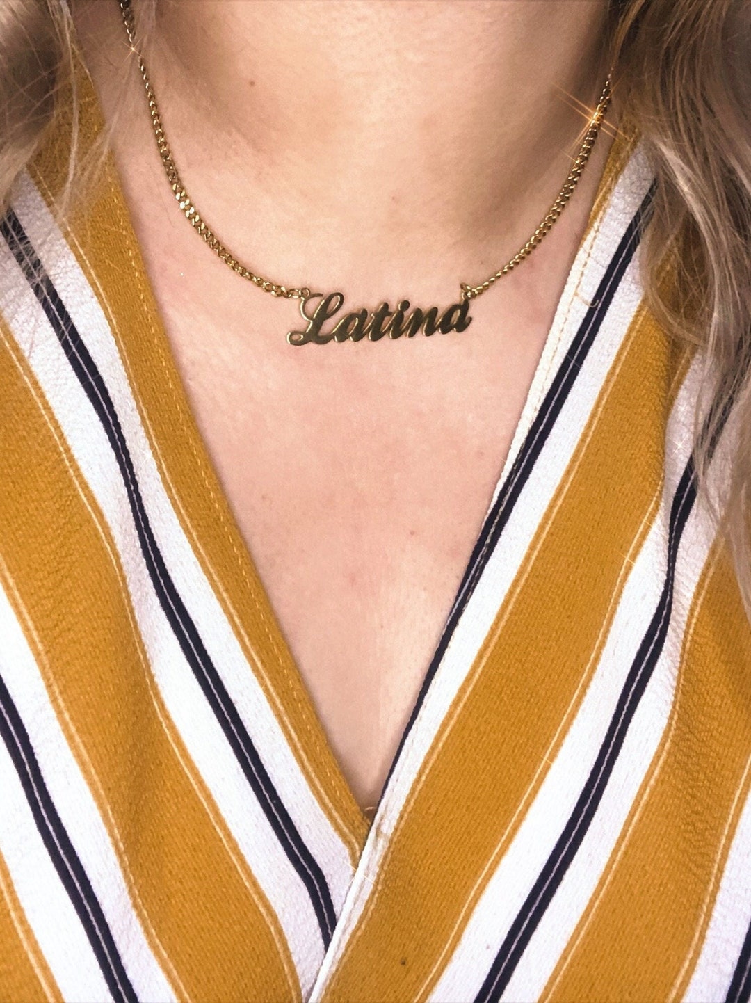 Latina Necklace 18k Gold Latina Necklace Latina Chain Gold - Etsy