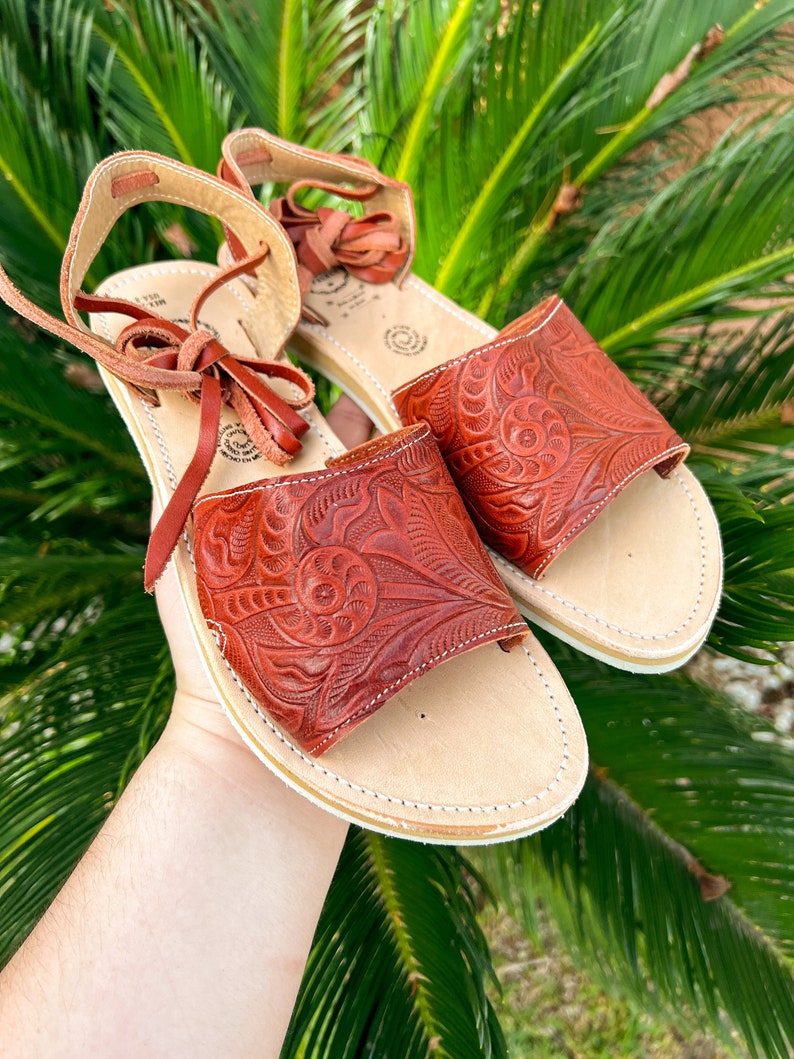 Brown Huaraches, Open Toe Laced Leather Huaraches, Huaraches Mexicanos ...