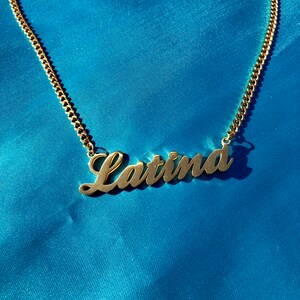 Latina Necklace, 18k Gold Latina Necklace, Latina Chain, Gold Plated ...
