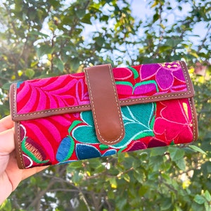 Mexican Leather Wallet Mexican Embroidered Floral Wallet - Etsy