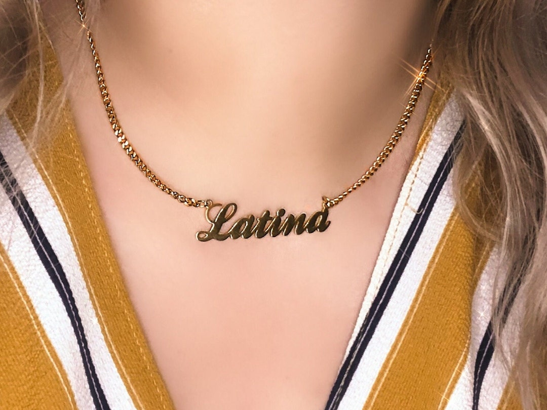 Latina Necklace, 18k Gold Latina Necklace, Latina Chain, Gold Plated ...