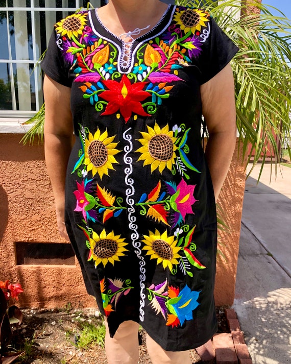 Embroidered Mexican Dress Embroidered Floral Mexican Dress | Etsy