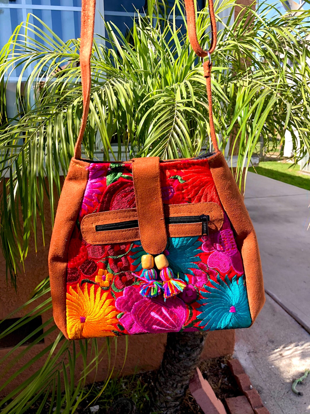 Mexican Embroidered Purse, Mexican Crossbody Bag, Mexican Colorful ...