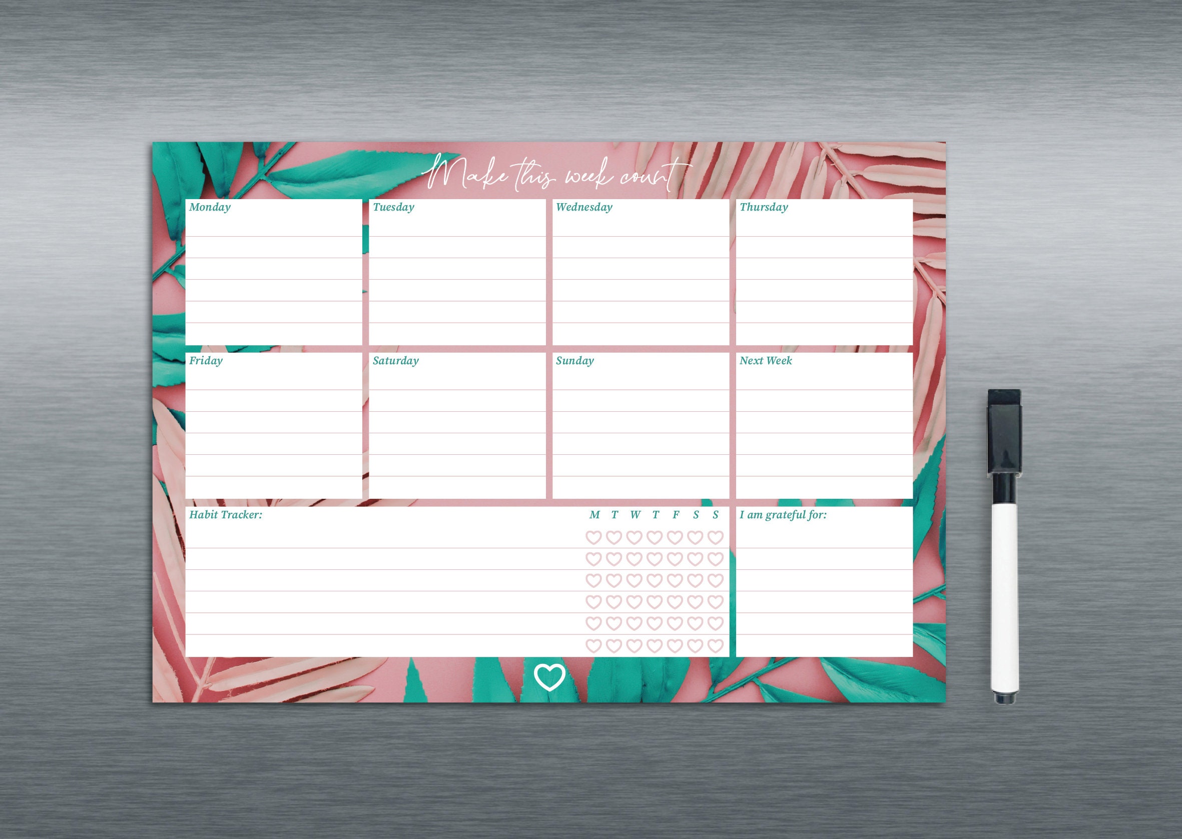 Magnetic Weekly Planner: Habit Tracker and Gratitude Journal A4 ...