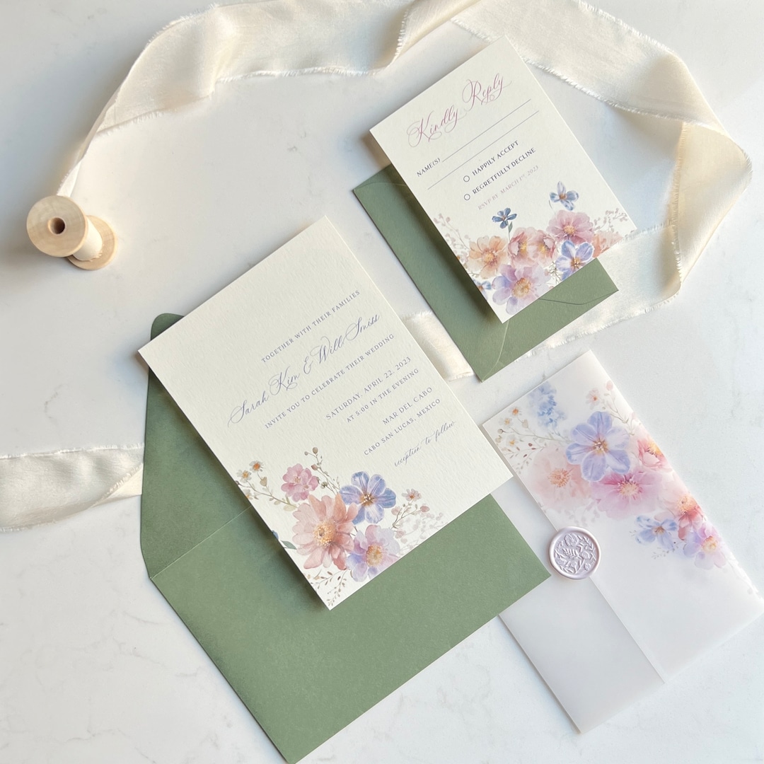 Spring Blossom Wedding Invite | Printed Semi-custom Wedding Stationery ...