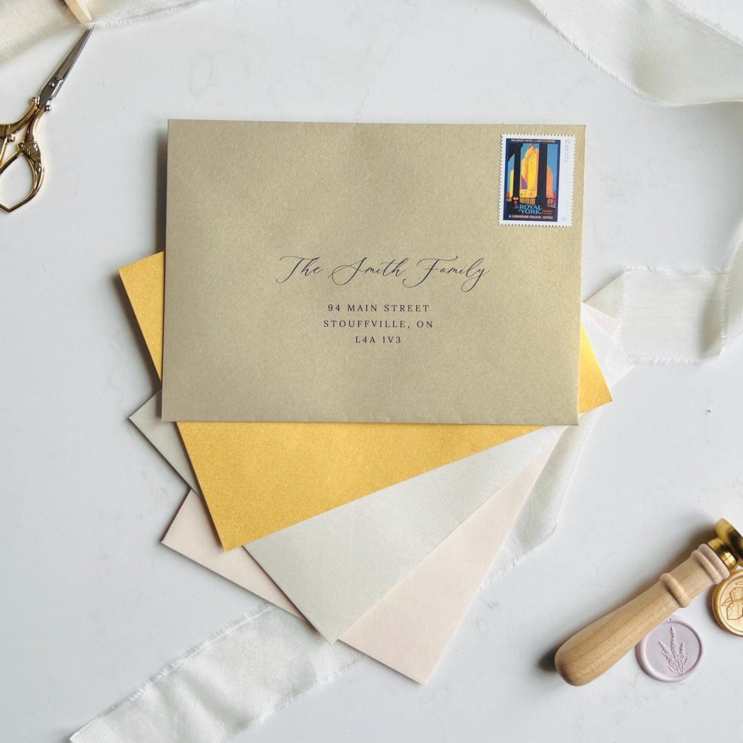 Metallic Wedding Envelopes | Guest and Return Addressing | A7 Wedding ...