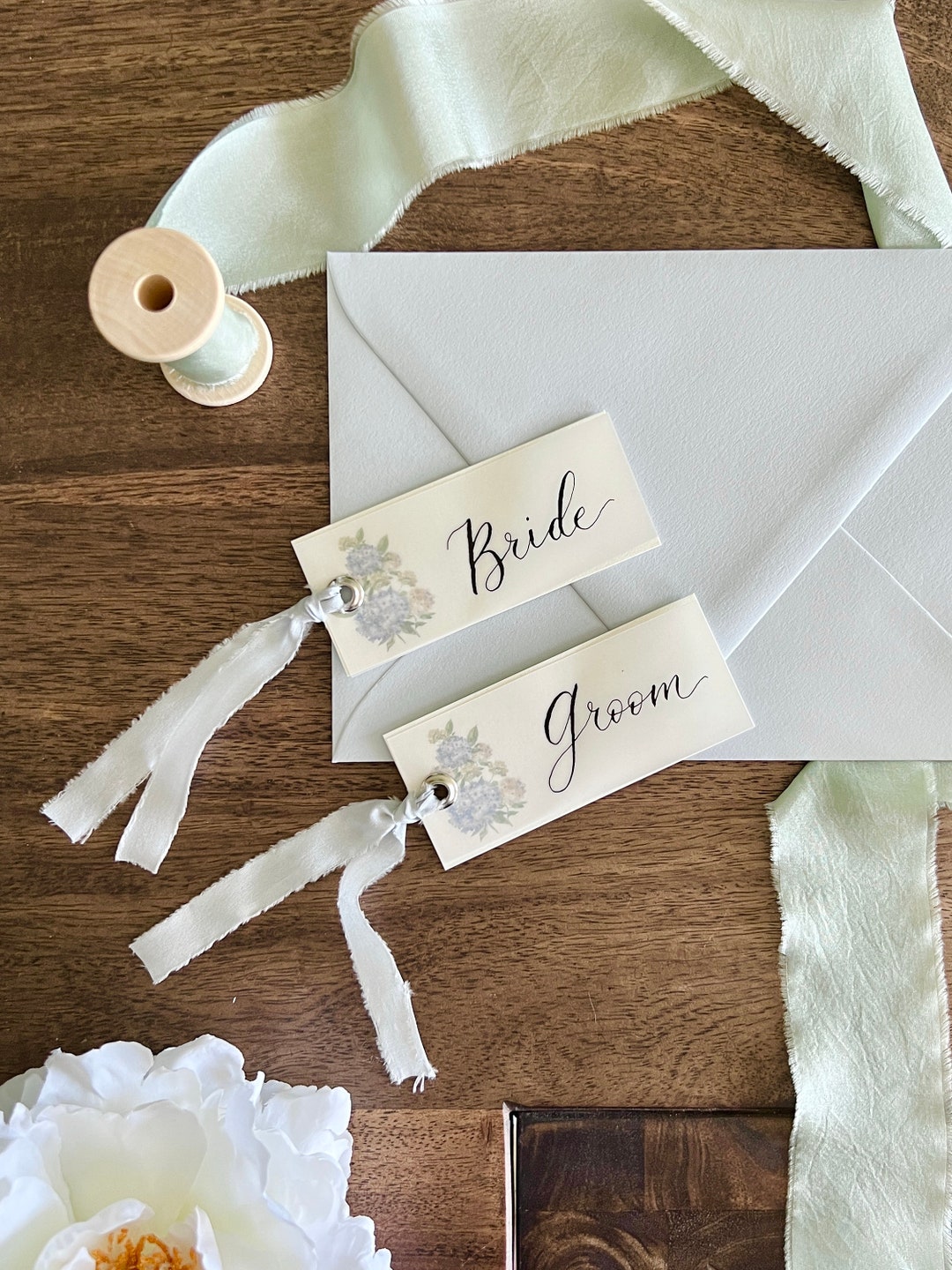 Wedding Floral Place Cards | Calligraphy Place Cards | Handlettered ...
