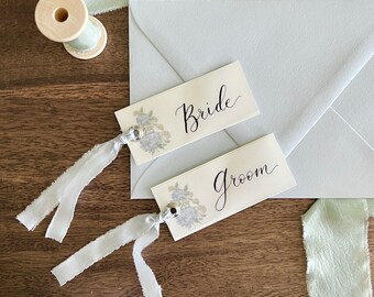 Silk Ribbon Wedding Place Cards, Escort Cards, Ribbon Place Cards ...
