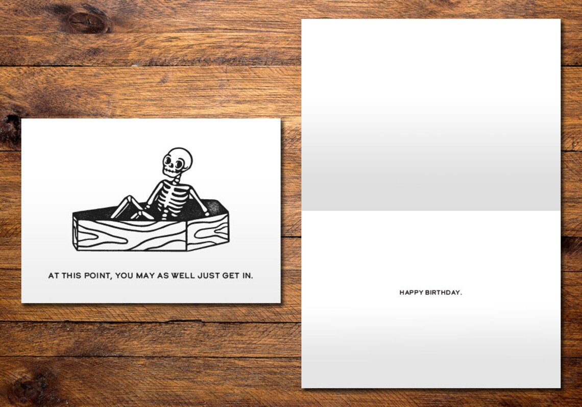 Skeleton Coffin Birthday Card Spooky Greeting Card Dark - Etsy