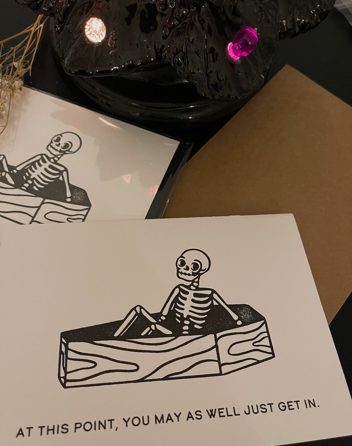 Skeleton Coffin Birthday Card Spooky Greeting Card Dark - Etsy