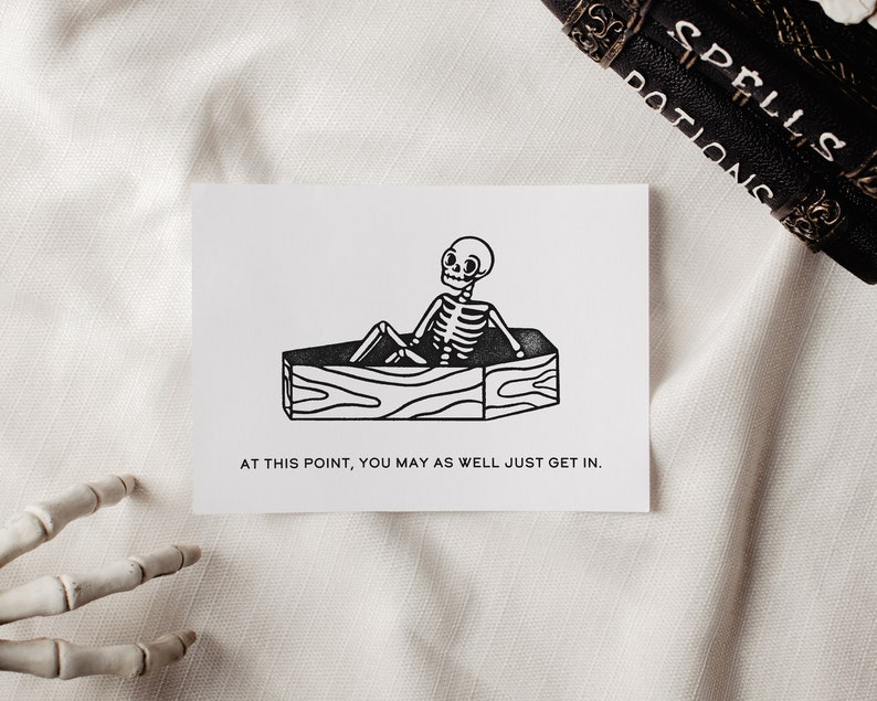 Skeleton Coffin Birthday Card Spooky Greeting Card Dark - Etsy