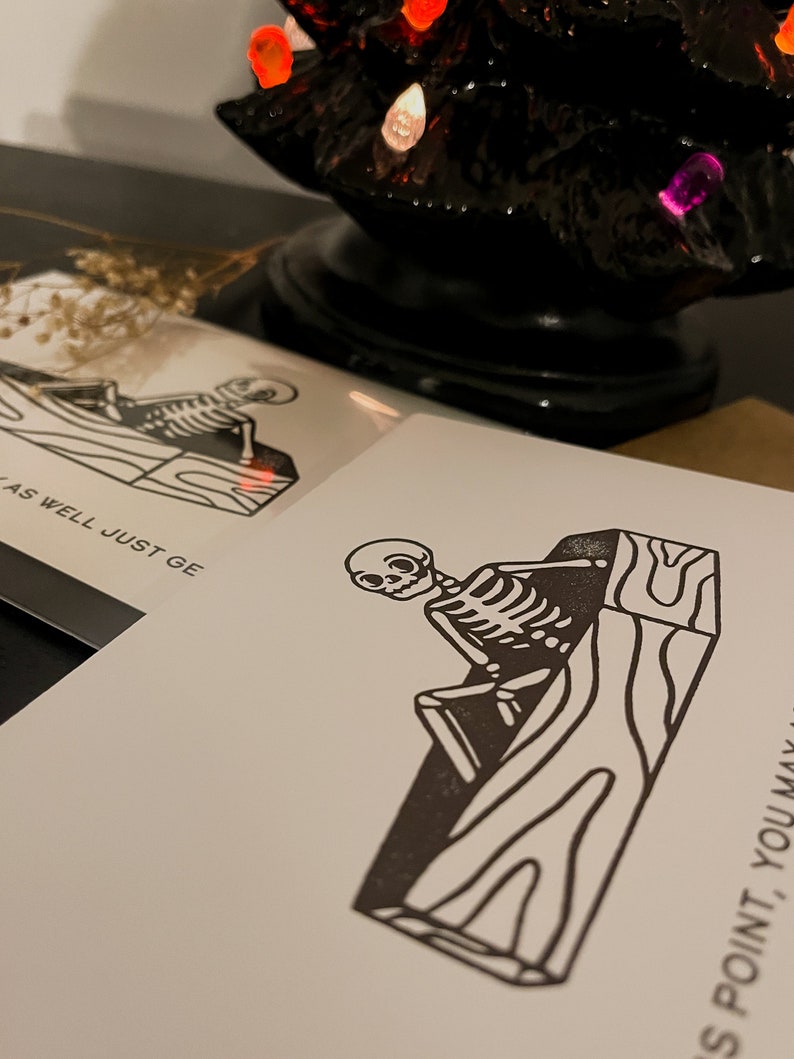 Skeleton Coffin Birthday Card Spooky Greeting Card Dark - Etsy