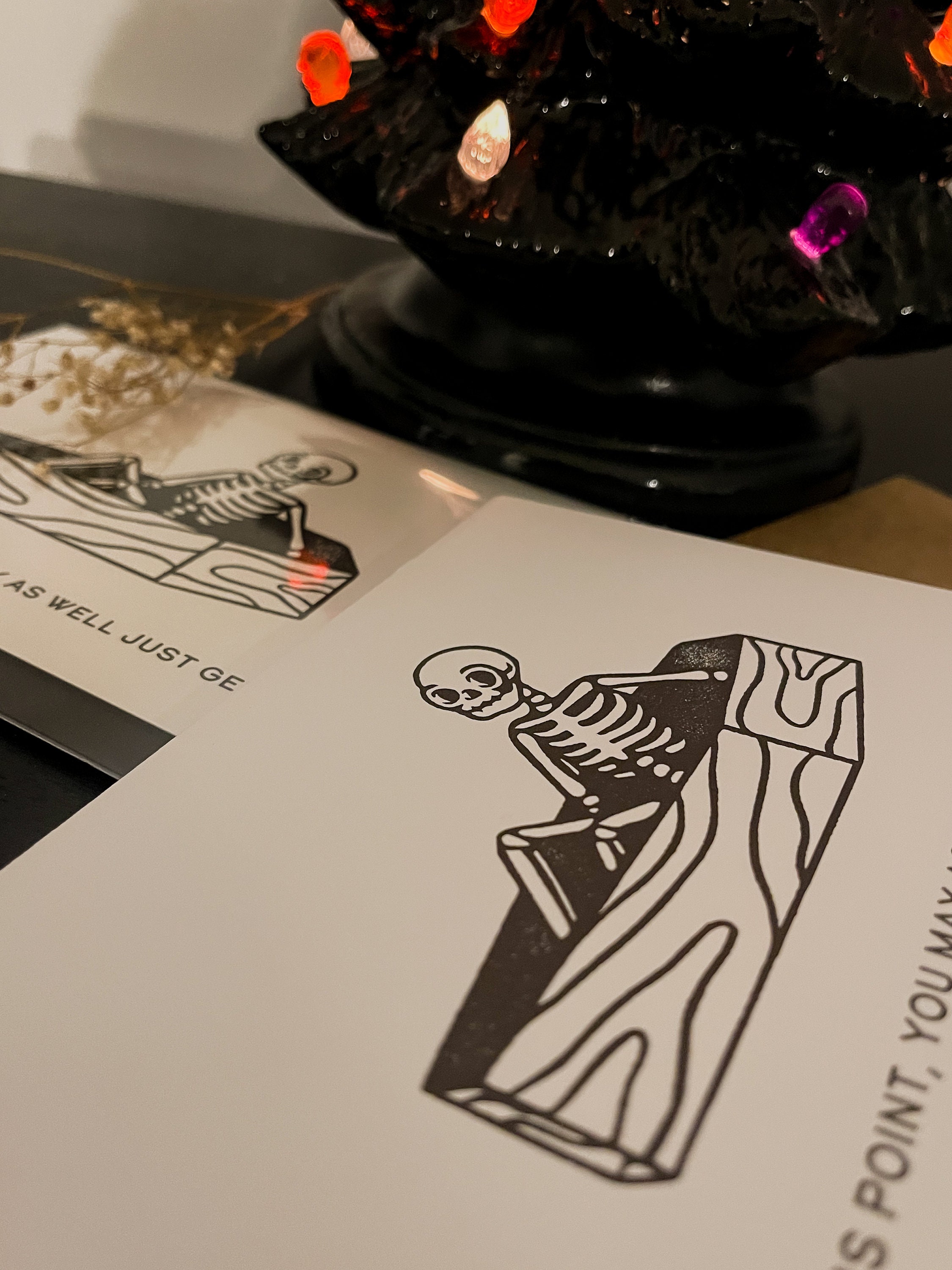 Skeleton Coffin Birthday Card Spooky Greeting Card Dark - Etsy