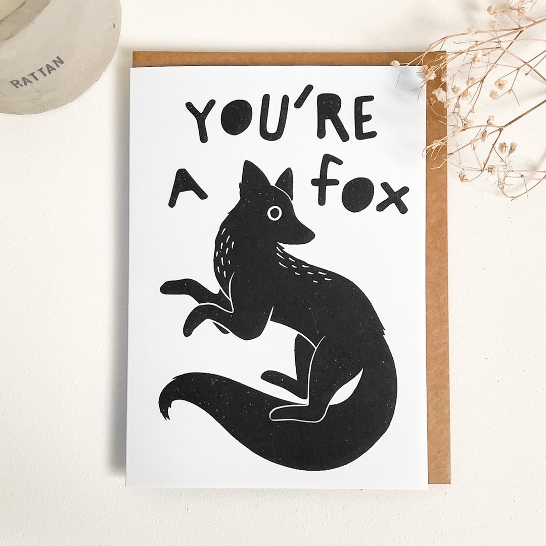 Fox Folk Art Greeting Card Anniversary Greeting Card Valentines Day ...