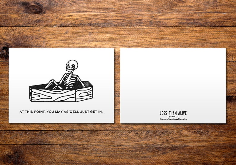 Skeleton Coffin Birthday Card Spooky Greeting Card Dark - Etsy